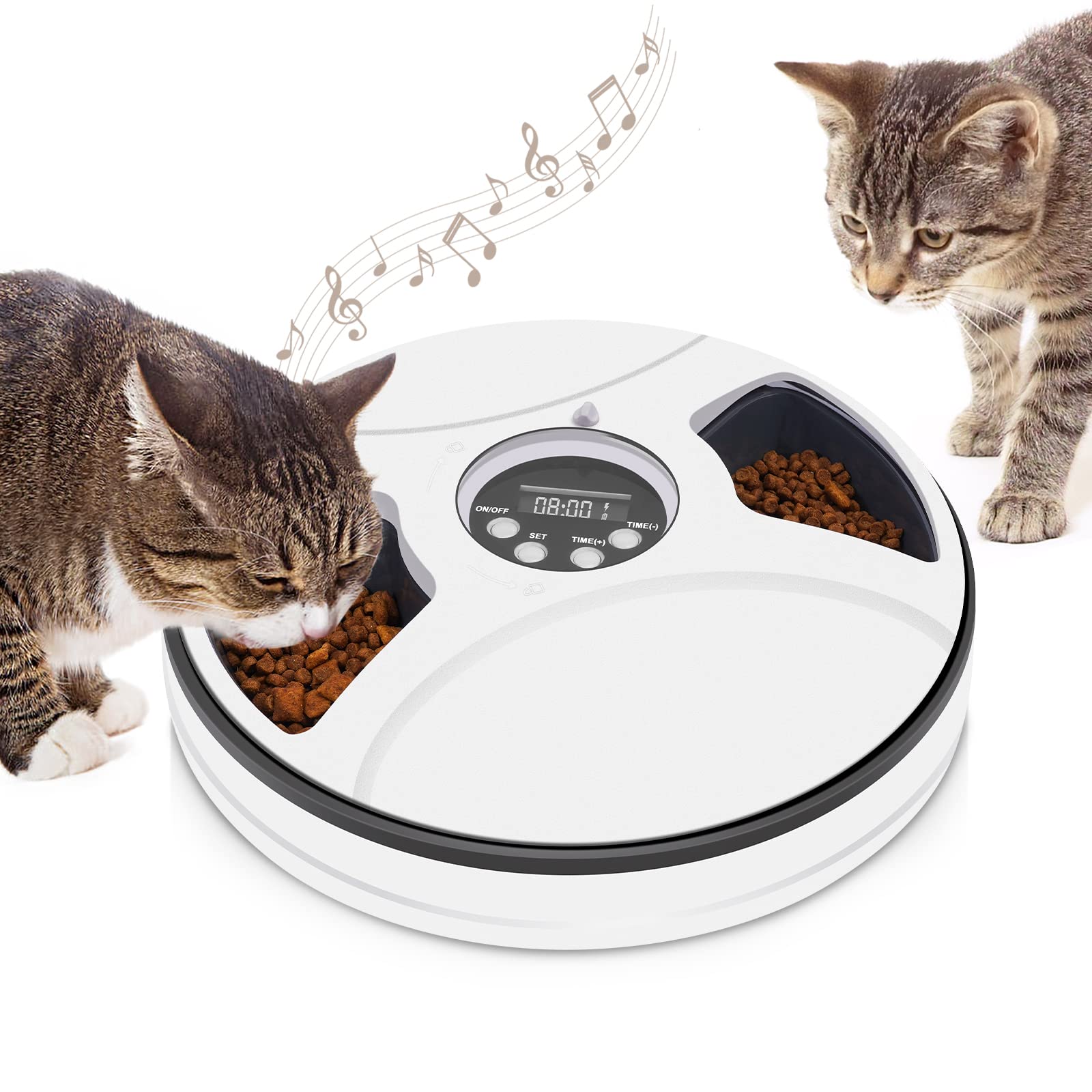 Chintu Automatic Cat Food Dispenser, 3 Meals Portion, Plastic, for 2 Cats, with Voice Reminder