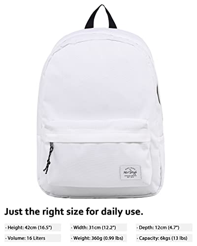 HotStyle SIMPLAY Classic School Backpack Bookbag, White