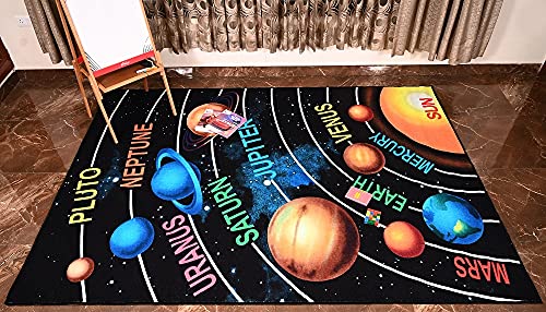 Furnish my Place 761 Solar System HD 4'4"x6'9" Area Rug Solar System for Playroom | Bedroom & Classroom | Washable Floor Mat | Contemporary Design | Multicolor