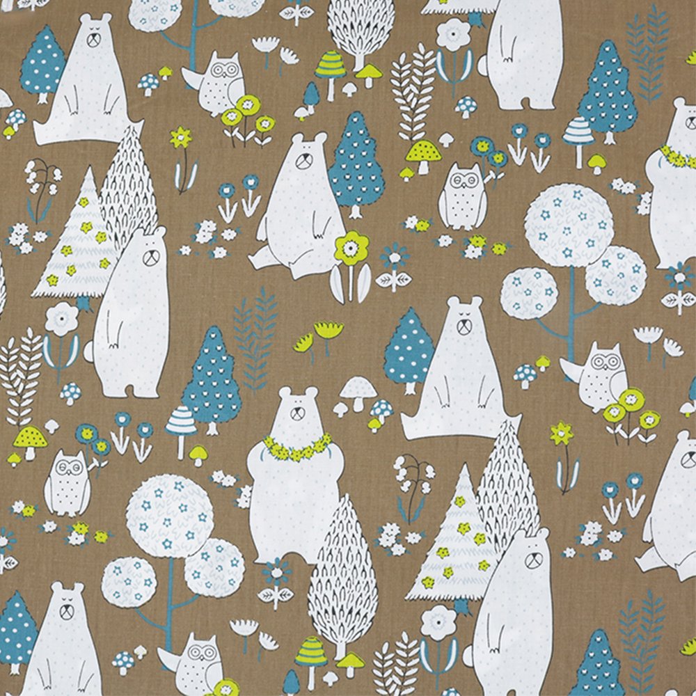Hanjunzhao Zoo Animals Fat Quarters Fabric Bundles, Bear Fish Print Precut Sewing Quilting Fabric,18" x 22"(Multi)