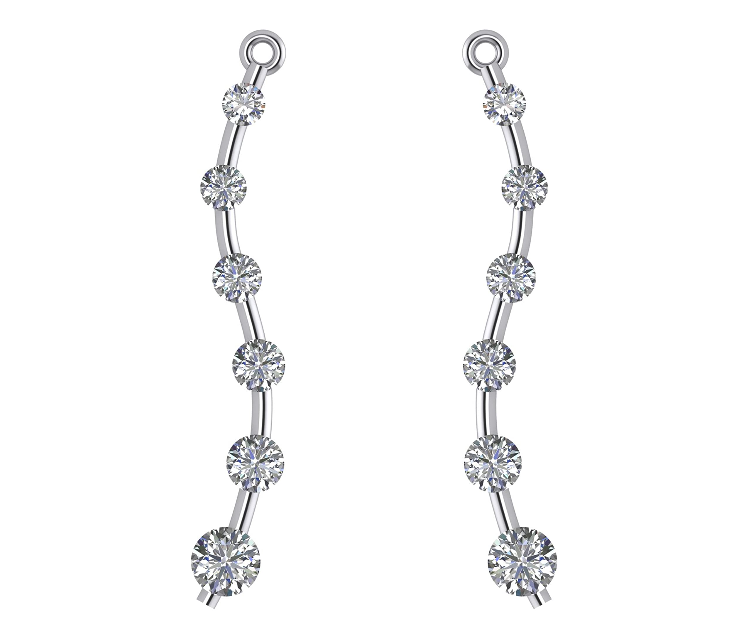 Central Diamond Center Earring Jacket in Sterling Silver made with Pure Brilliance Zirconia - Platinum Plated