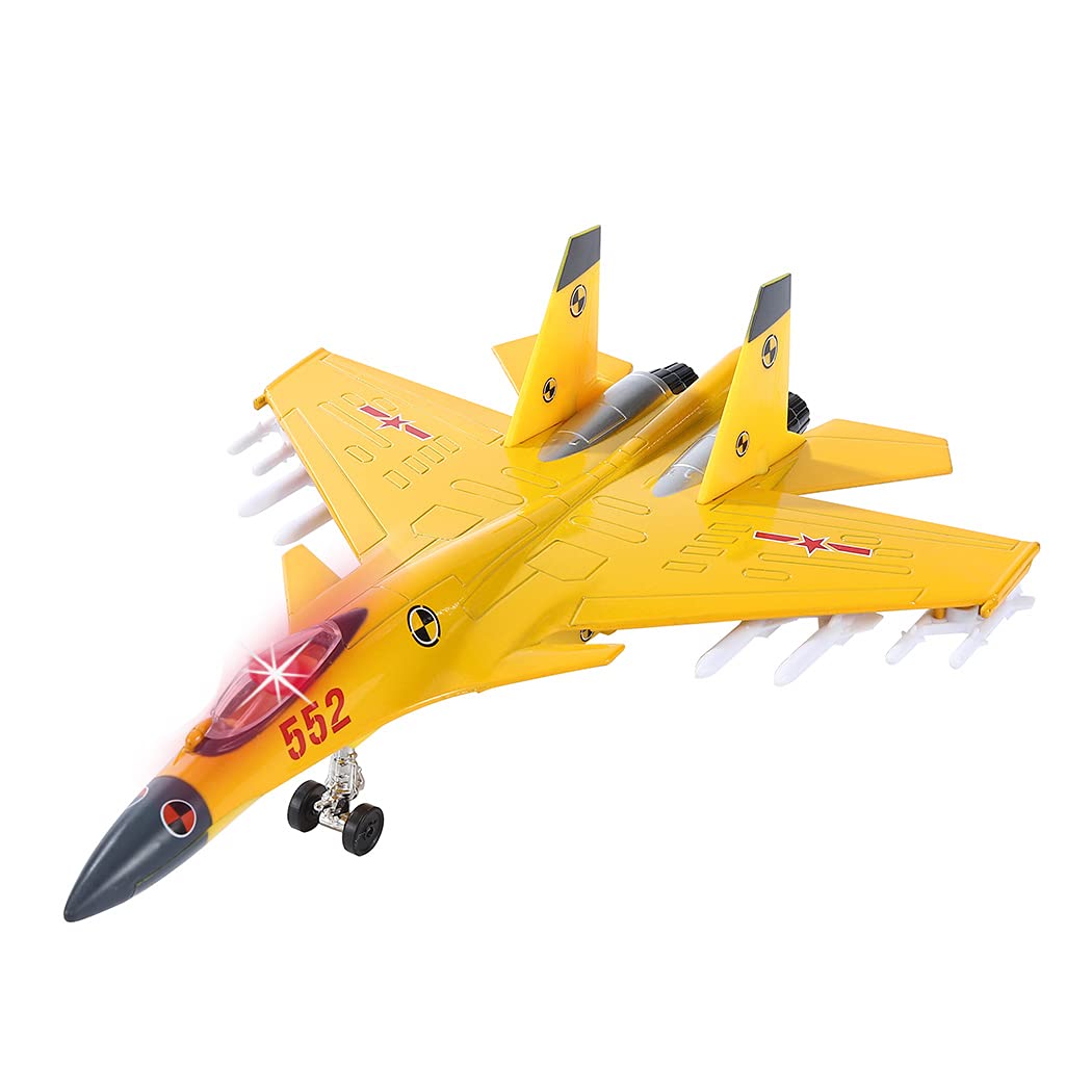 Taktik Alloy Planes Pull Back Airplane Aircraft Model Toys with Stealth Bombers and Fighter Planes Diecast Fighter Jets Gifts for Kids,Boys and Adults(Yellow)