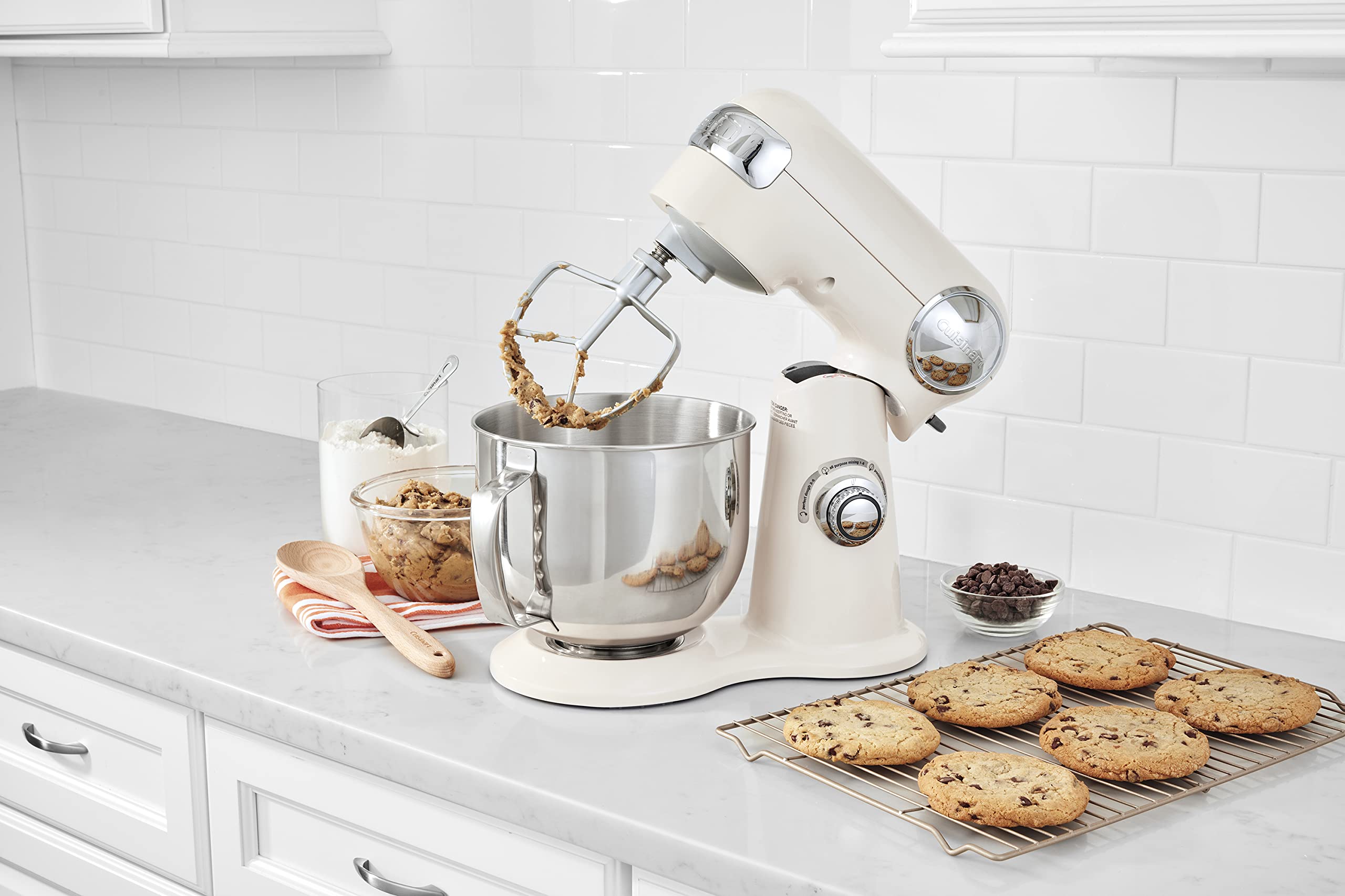 Cuisinart SM-50CRM Precision Master 5.5-Quart 12-Speed Stand Mixer, Coconut Cream & Fresh Fruit & Ice Cream Maker Attachment, White