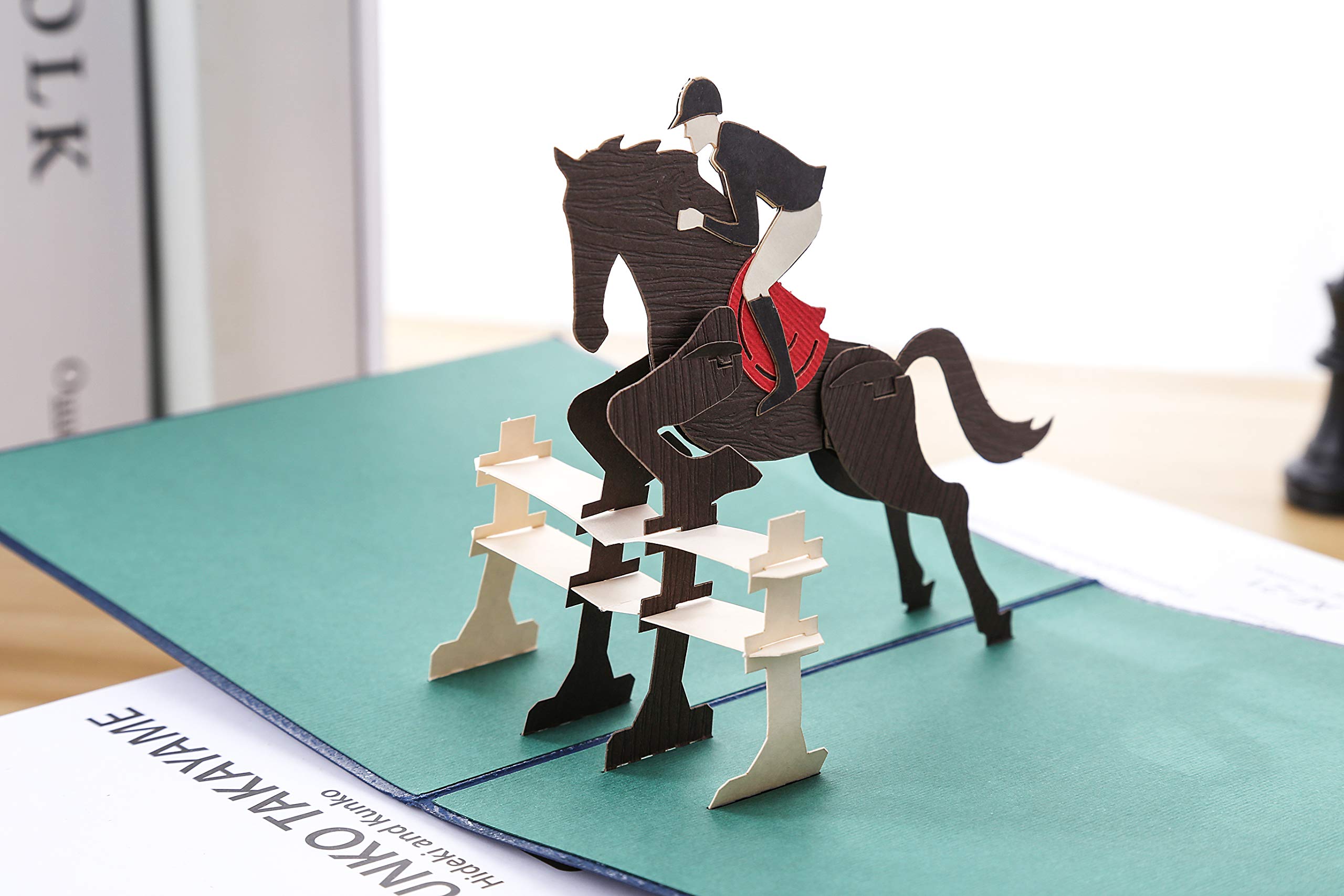 Liif Jumping Horse Equestrian 3D Greeting Pop Up Card, Happy Birthday, Congratulations, Graduation, Good Luck, Sports, Equestrian, Horse Lover