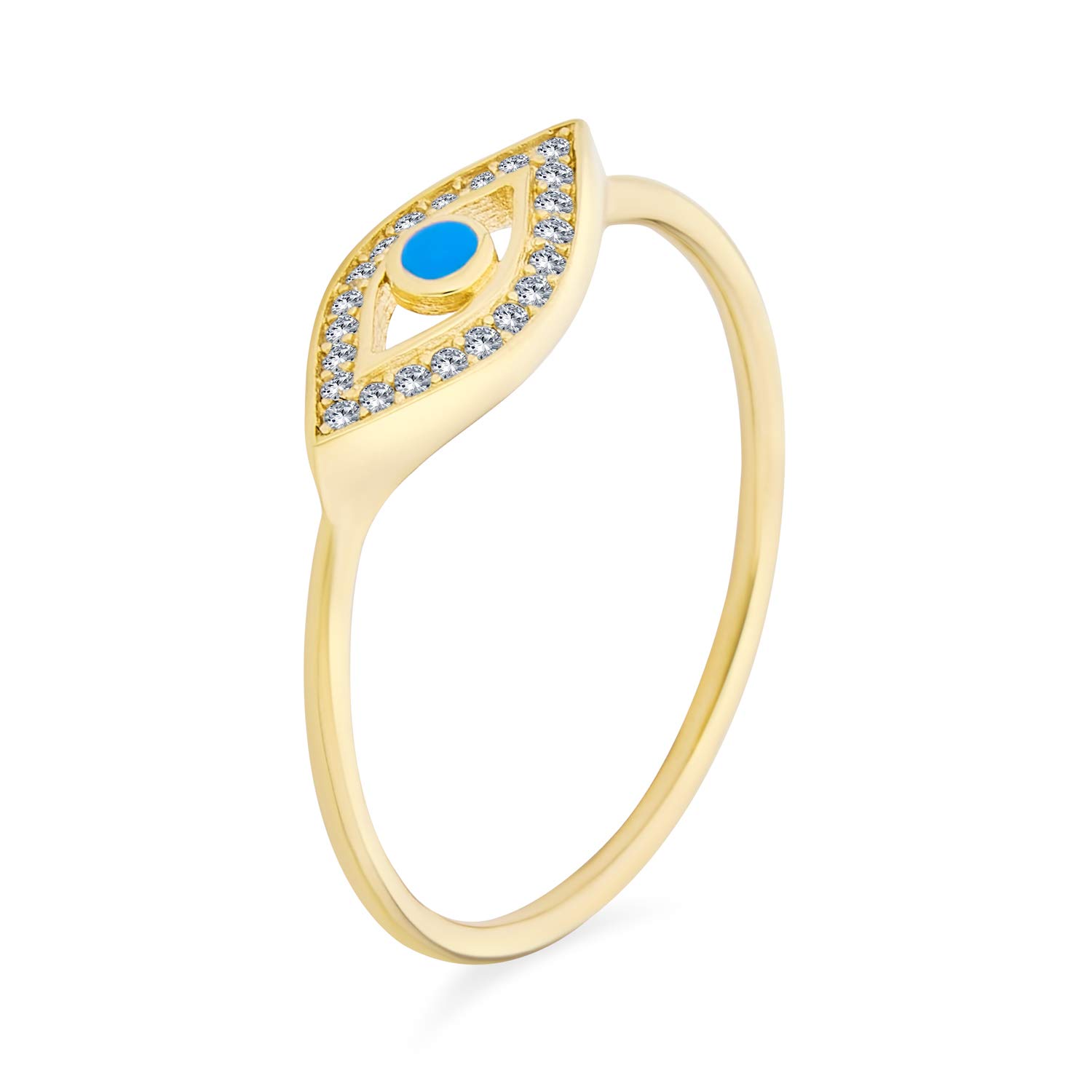 Bling Jewelry Minimalist 14K Rose Gold Plated .925 Sterling Silver Midi Knuckle 1MM Band Stackable Delicate CZ Halo Evil Eye Ring For Women Teen