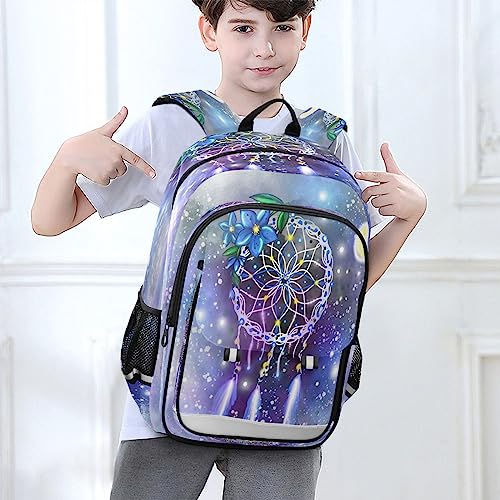 Primary Middle School Backpack Dream Catcher Bohemian Kids Book Bags for Teens Kindergarten Sturdy Waterproof Lightweight Durable Ages 6-12