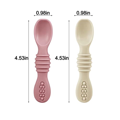 PandaEar 2 Pack Silicone Baby Suction Plates with 2 Spoons for Self Feeding, 100% Silicone Kids Toddler Suction Plates, Divided Baby Plate Set, Microwave & Dishwasher Safe, BPA Free