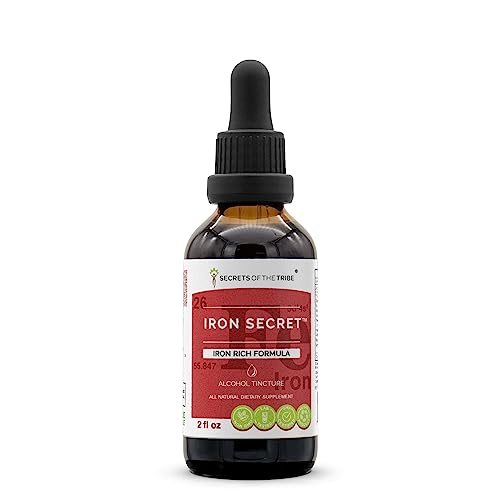 Iron Secret Alcohol Extract, High-Potency Herbal Drops, Tincture Made from Spirulina, Stinging Nettle, Parsley, Yellow Dock, Dandelion, Alfalfa, Gentian, Watercress. Iron Rich Formula 2 oz