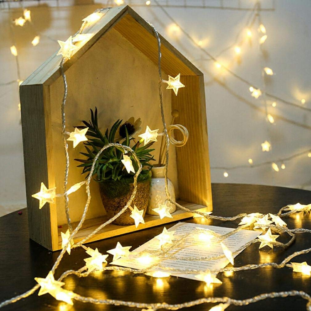 Star String Lights, LONJYI 19.6ft/6m 40 LED Fairy Lights USB Powered String Lights for Home Garden Party Wedding Birthday Christmas Indoor Outdoor Decoration (Warm White)