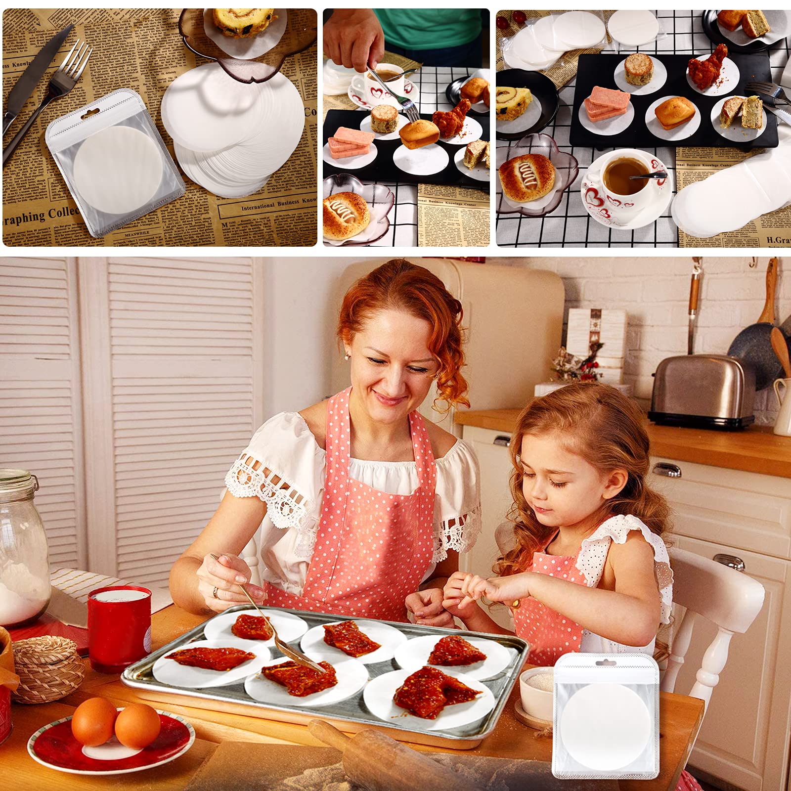 DMSY- Heavy Duty Parchment Rounds , 3in/3.5inParchment Paper Rounds Available, Uses for Cake Baking, Air Fryer Liners,Food freezing (3in+100sheets)