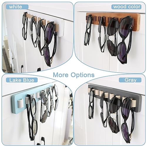 FINDAMAZE Sunglasses Organizer Wall Mounted Wood Sunglass Holder for Home Glasses Holder/Sunglasses Rack ,Home Decor (White-1pcs-long)