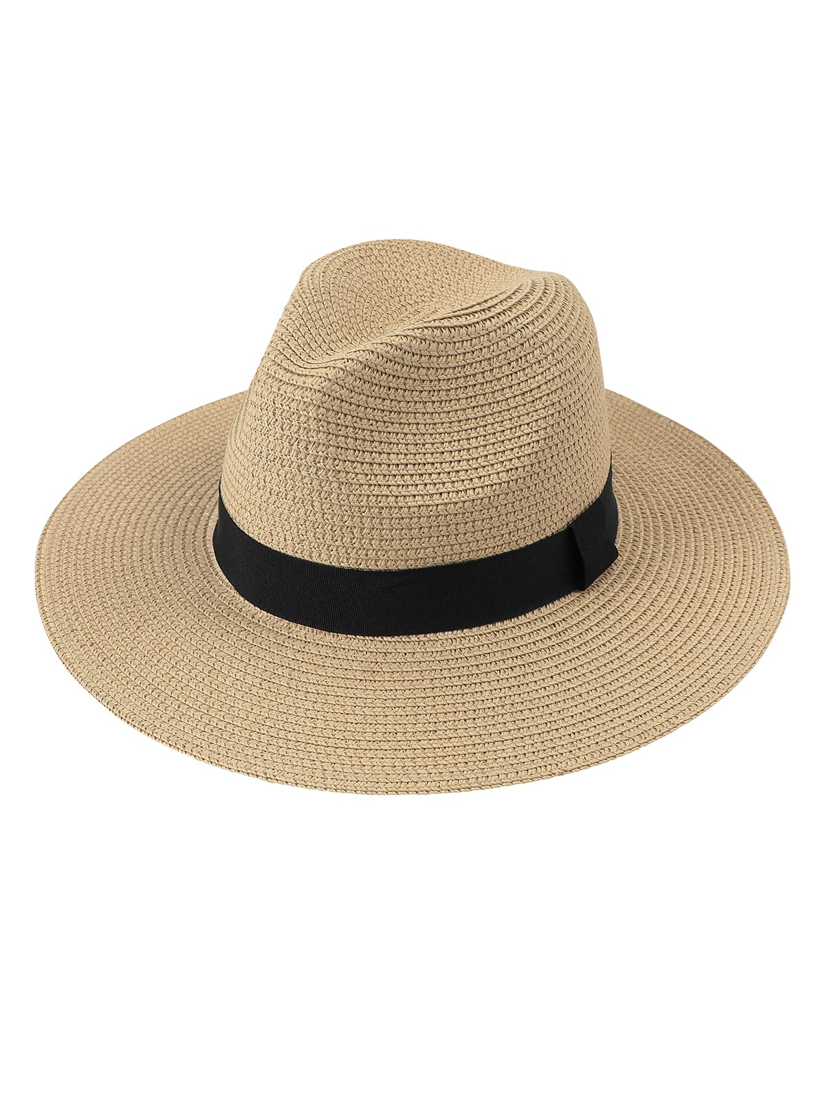 Century Star Straw Hat for Women Sun Hat Wide Brim Beach Hat Panama Hat Fedora Hat for Men Sun Protection Khaki One Size