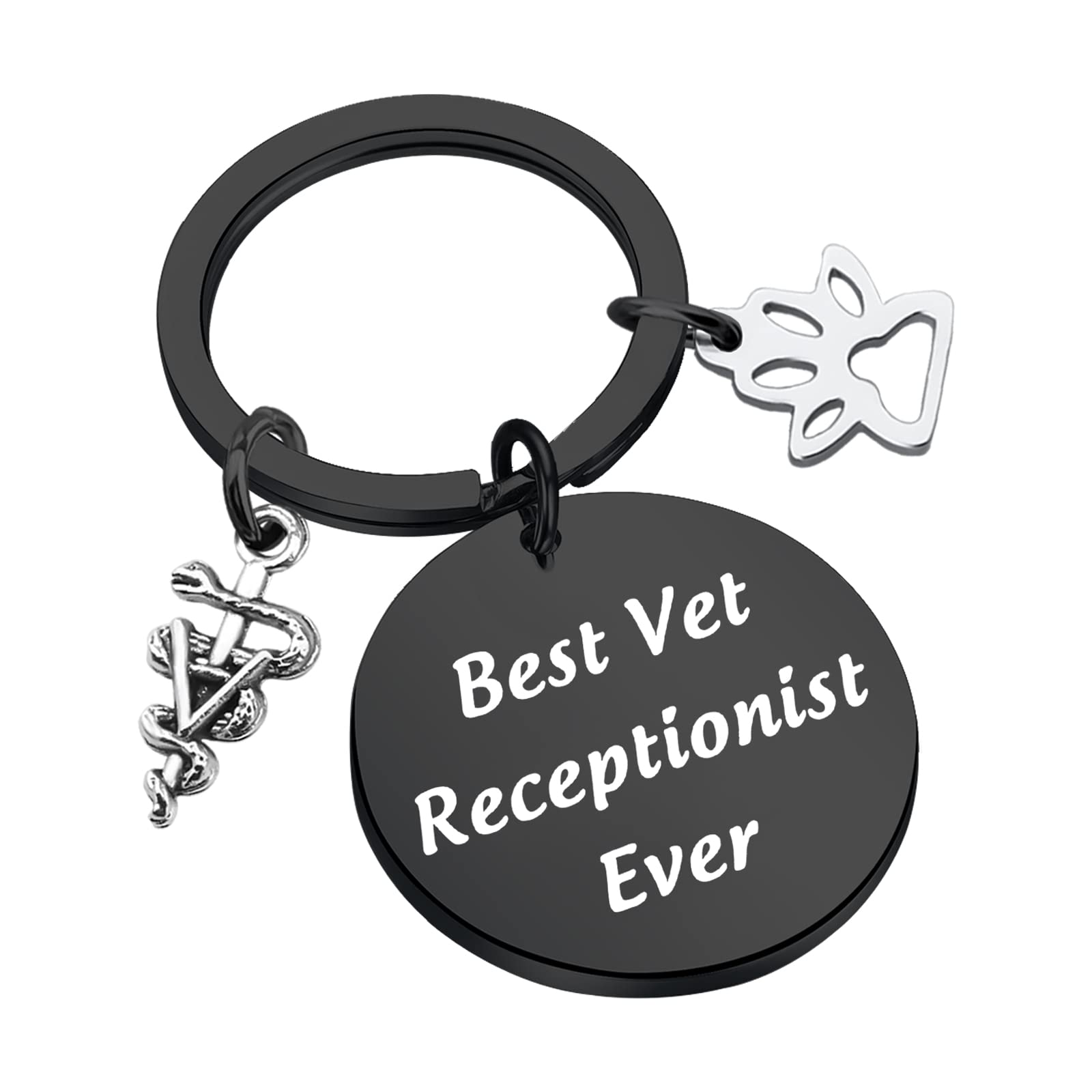CENWA Vet Receptionist Gift Best Vet Receptionist Ever Keychain Veterinary Assistant Vet Nurse Gift (Best Vet black k)
