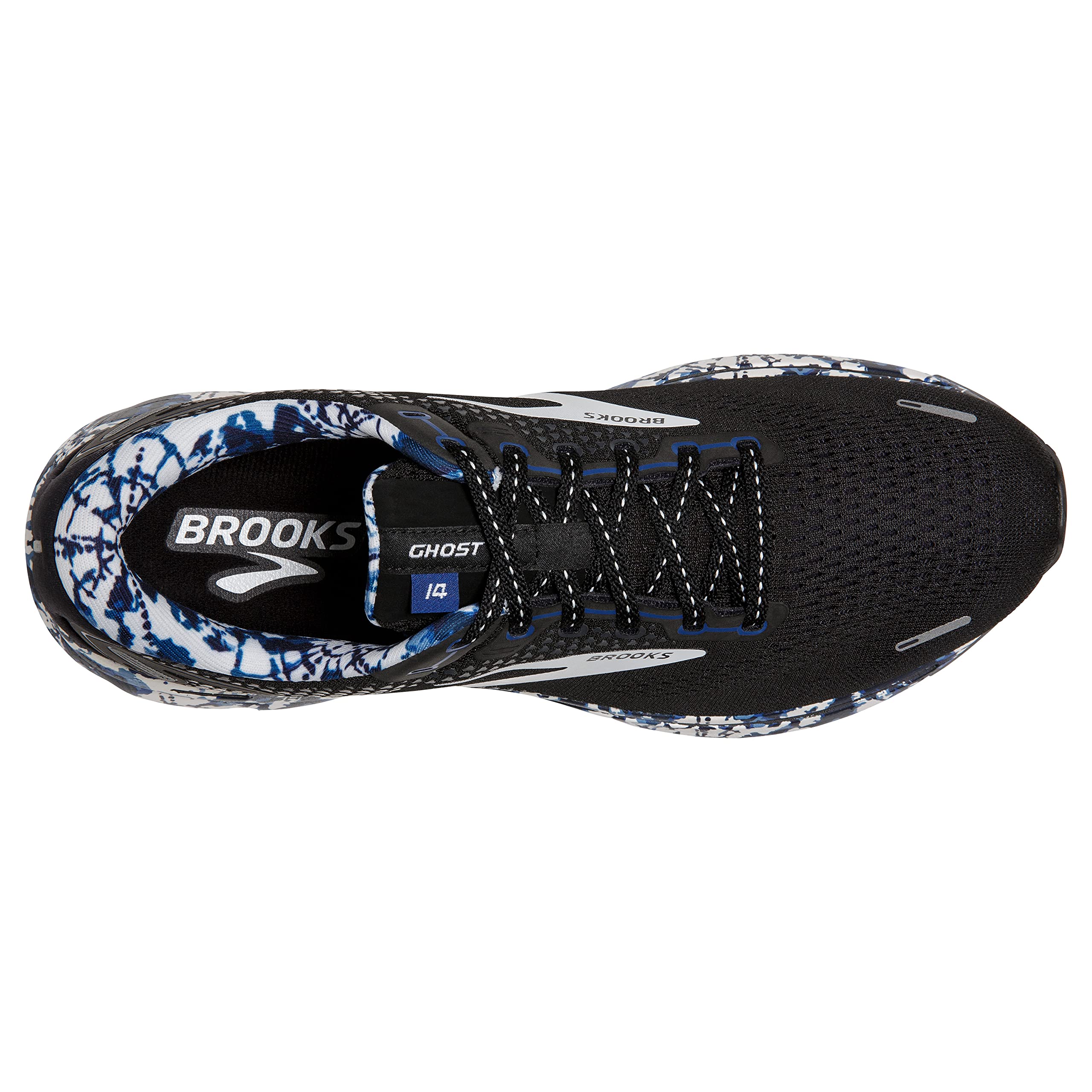 Brooks Men's Ghost 14 Neutral Running Shoe - Black/White/True Blue - 11.5 Medium