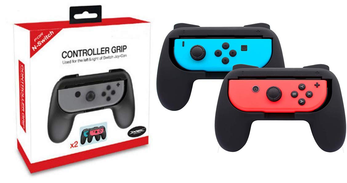 Pokanic Switch Hand Grips 2 Pack Compatible with Nintendo Switch Grips Joy-Con, Pro Controllers, Holder, Pads, Wear Resistant Handle Kit, Scratch Fee, Non-Slip Accessories (Black and Black)