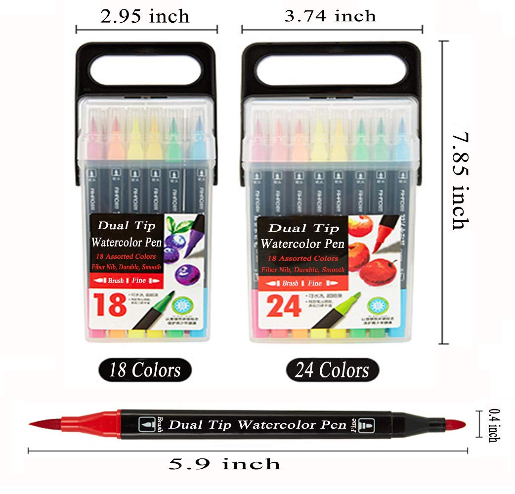Kekelele Dual Tip Markers for Kids, Washable Set, Art with Stand Portable Box, Gift For Kids (24 Colours)