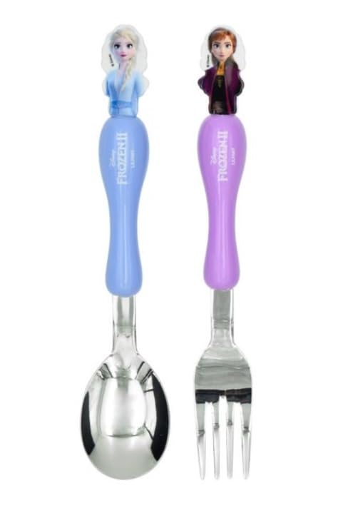 Frozen Fork and Spoon Flatware Set with Elsa and Anna on the Top