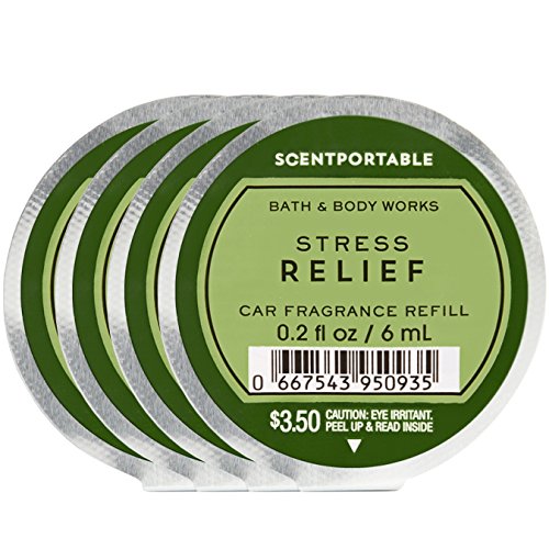 Bath and Body Works 4 Pack Scentportable Fragrance Refill Stress Relief Eucalyptus Spearmint. 0.2 Oz each.