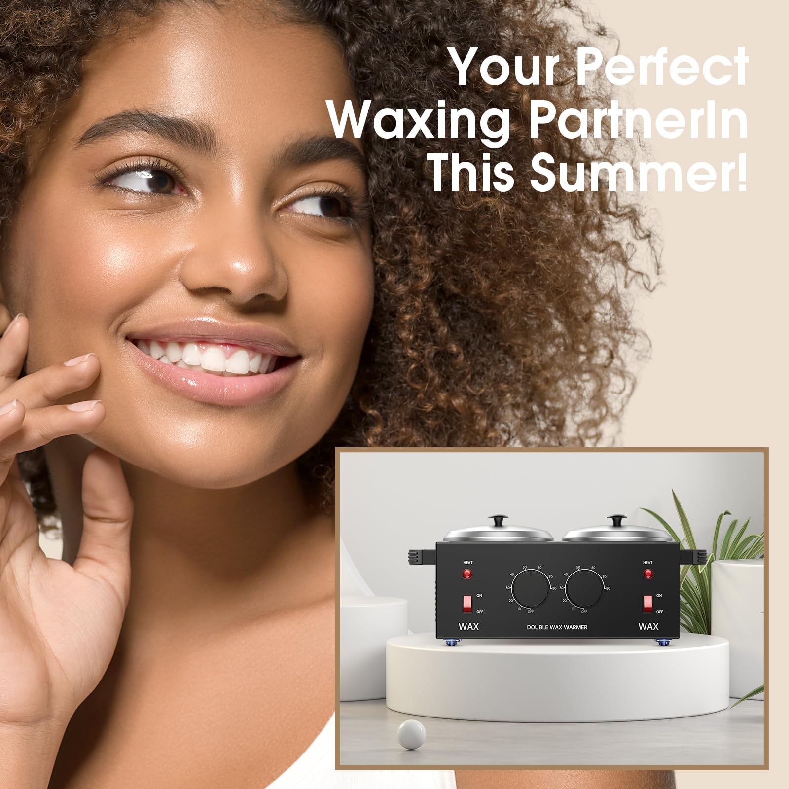 ChoJiah Double Wax Warmer Electric Wax Heater Dual Parrafin Hot Facial Skin Equipment SPA Adjustable Temperature Set