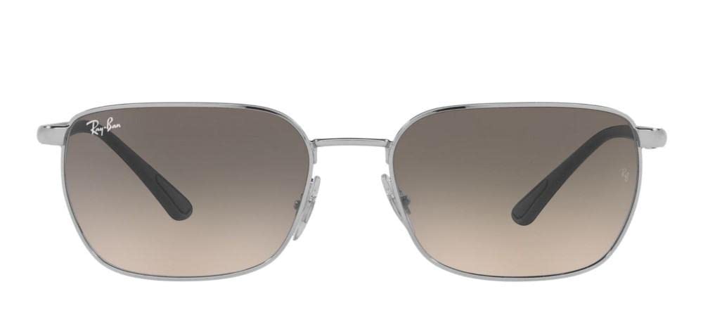 Ray-Ban RB3684 Rectangular Sunglasses, Silver/Clear Gradient Grey, 58 mm