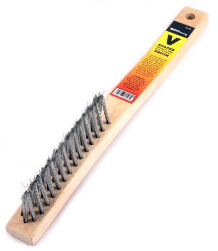 Forney 70523 V-Groove Stainless Steel Wire Brush, with Wood Handle, 13-3/4-Inch-by-.014-Inch