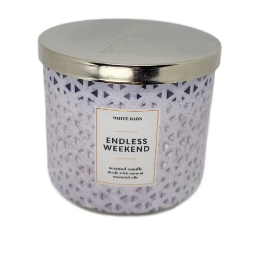 Bath and Body Works, White Barn 3-Wick Candle w/Essential Oils - 14.5 oz - 2021 Fresh Spring Scents! (Endless Weekend)
