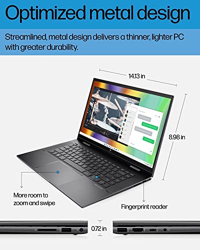 HP 2023 Newest Envy x360 Touchscreen 2-in-1 Laptop, 15.6 Inch Touch Display, AMD Ryzen 7 5825U Processor, AMD Radeon Graphics, 16GB RAM, 512GB SSD, Finger Print Reader, Bluetooth, Wi-Fi, Win 11 Home