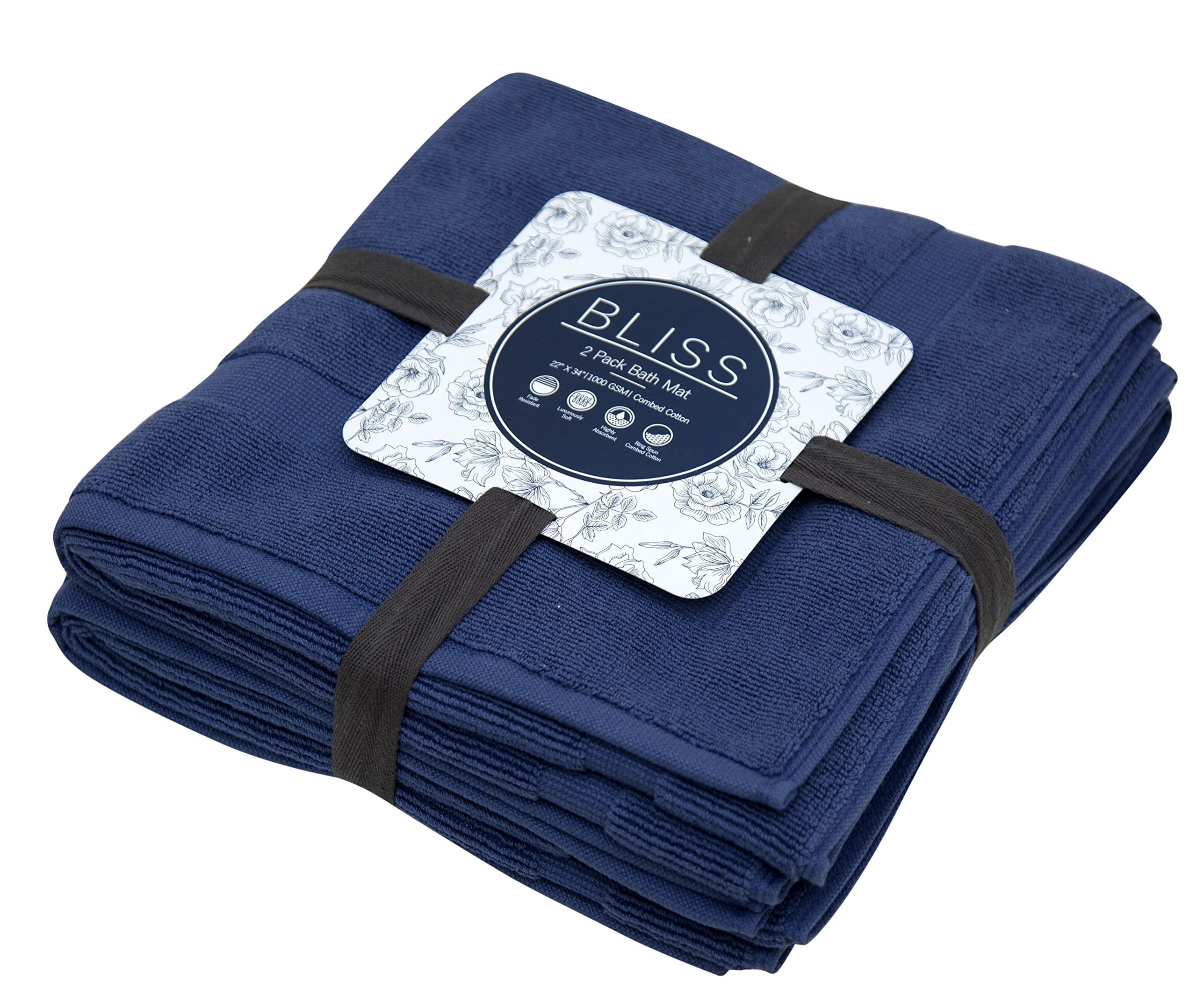Bliss Luxury Bath Towels Set - 34" x 56" | Extra Large Premium Quality Bath Sheet | Towel Set | 650 GSM | Soft Combed Absorbent Cotton Bath Towels | Oversized Towels | Denim - 2 Pack