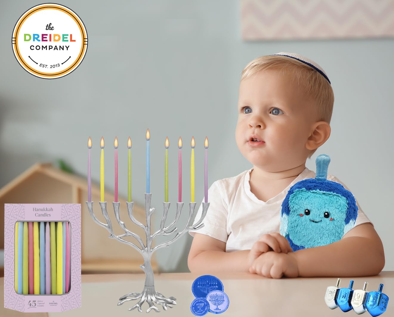 Hanukkah Candles Multicolor Pastel Deluxe Tapered Hanukkah Menorah Candles for All 8 Nights of Chanukah (Single)