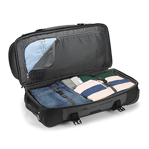 High Sierra Fairlead Portable 22 Inch Polyester Drop Bottom Wheeled Rolling Duffel Travel Bag with Recessed Telescoping Handle, Mercury