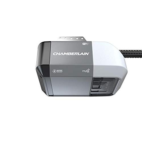 Chamberlain Smart Garage Door Opener with Battery Backup - Durable Chain Drive - myQ - Smartphone Controlled - Ultra Quiet with MED Lifting Power, Model C273T, Gray