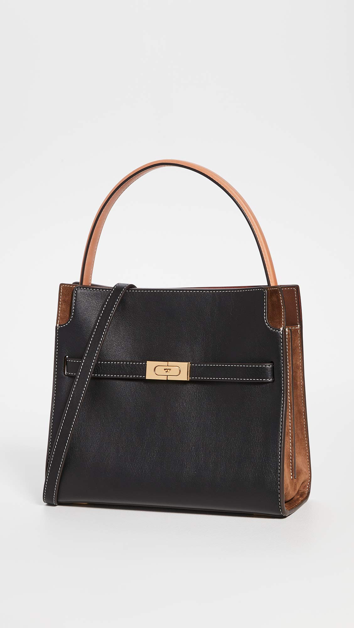 Tory Burch Women's Small Lee Radziwill Double Bag, Black, One Size