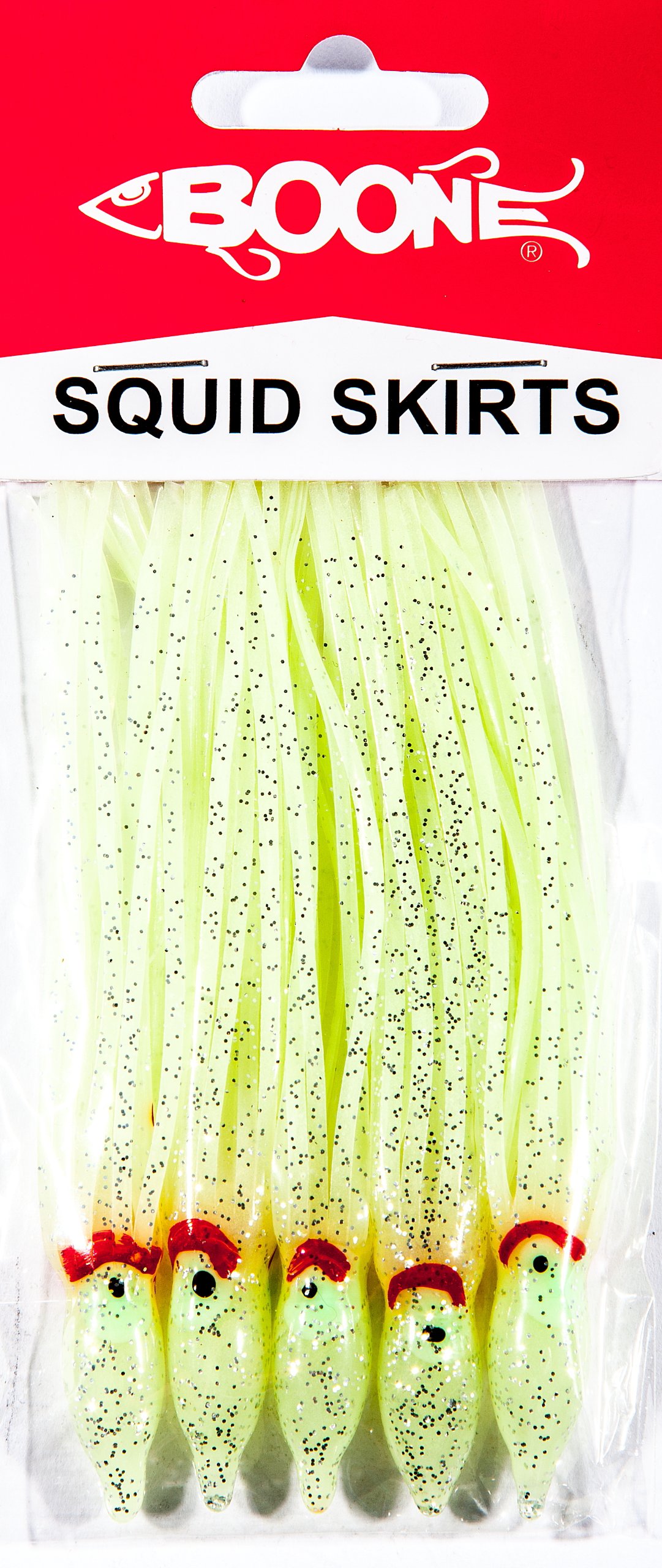 Boone Big Game Trolling Skirt (Pack of 5), Glow, 4 1/4-Inch