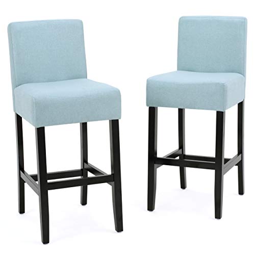 Christopher Knight Home Lopez Fabric Barstools, 2-Pcs Set, Light Blue