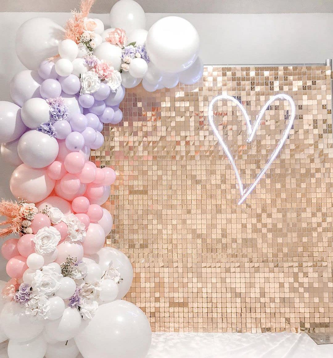 Champagne Shimmer Wall Backdrop Shimmer Panels Sequin Backdrop 36PCS Glitter Party Backdrop for Birthday Wedding Anniversary Engagement Baby Shower & Bachelorette Decorations Party
