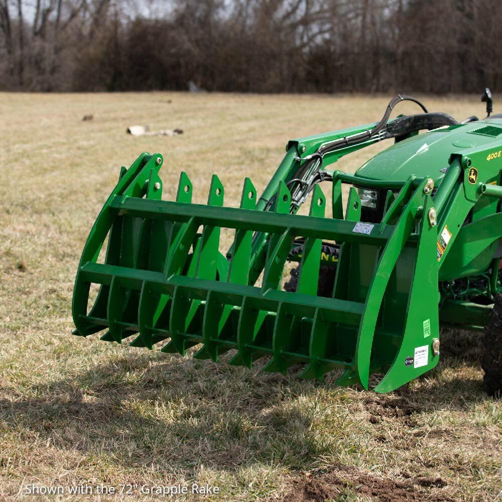 Titan Attachments 60" Root Grapple Rake Attachment Fits John Deere Loaders, Hook and Pin Connection