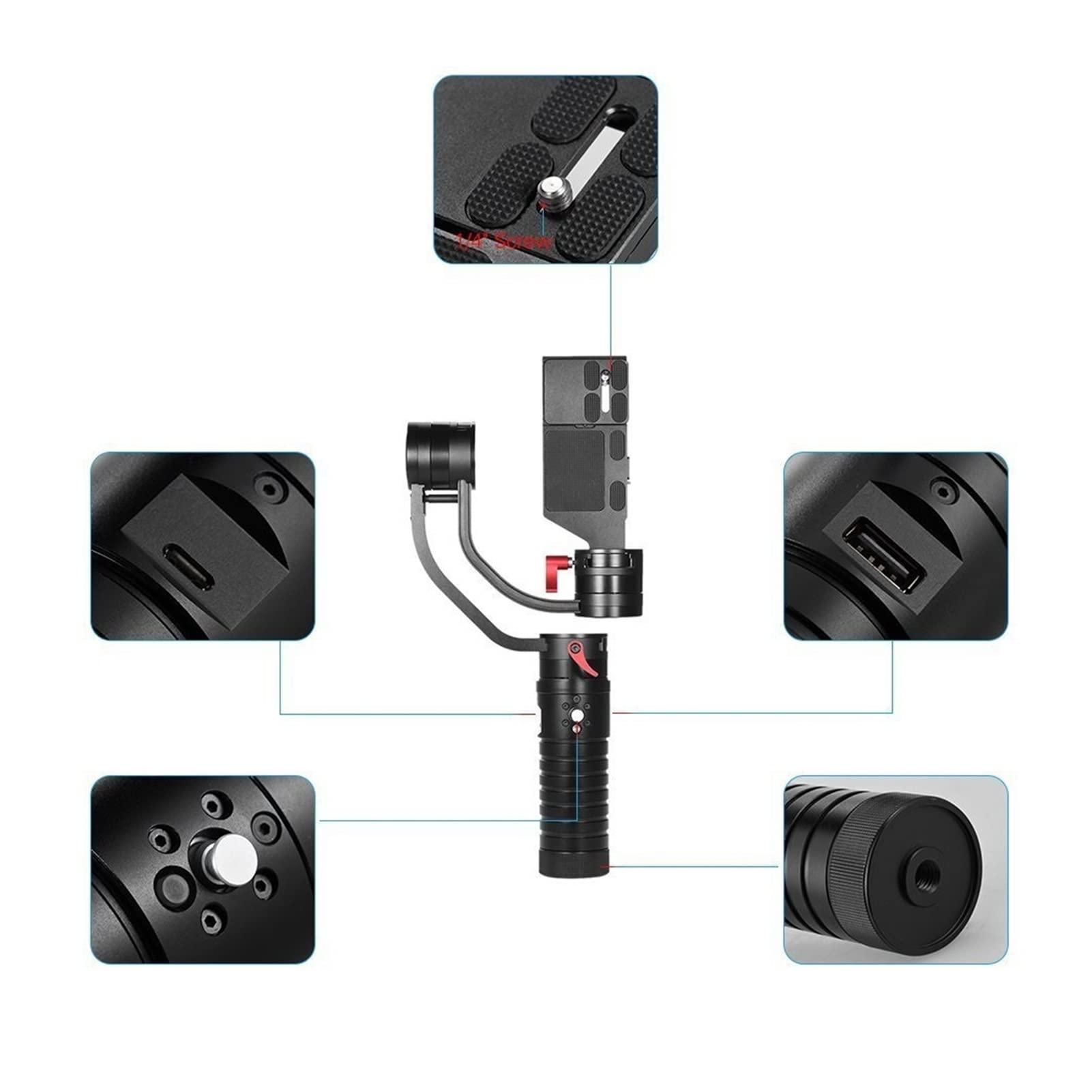 Camera stabilizer Handheld Stabilizer Three-axis Gimbal Aluminum Alloy SLR Photographic Equipment Digital for Outdoor Video Recording