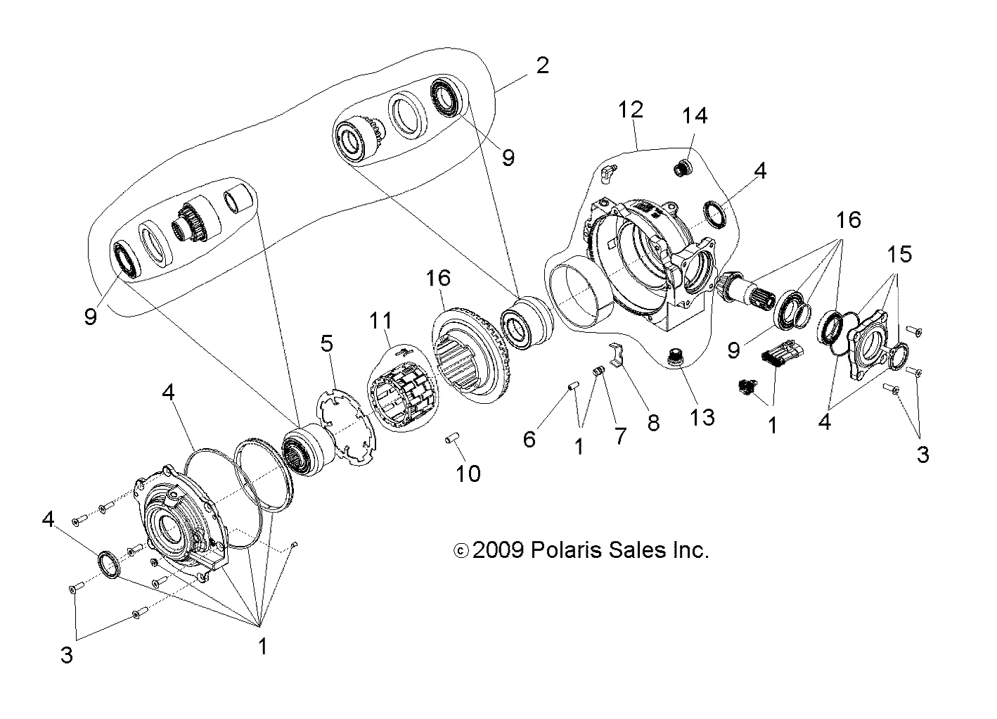 Polaris RZR Ring and Pinion Gear Kit, Genuine OEM Part 3235058, Qty 1