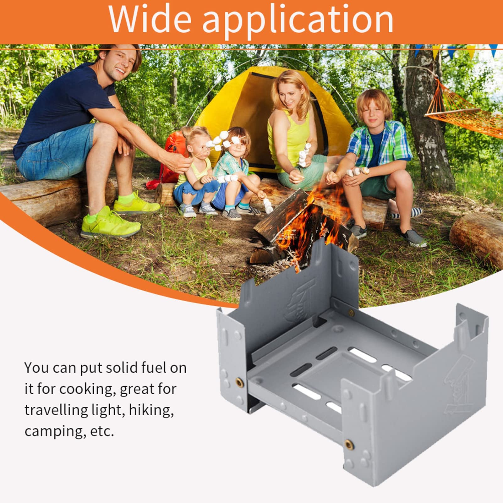 Camping Stove, Folding Pocket Stove Lightweight Alcohol Stoves Portable Stove Folding Burning Stove Solid Fuel Tablet Pocket Stove Survival Stove for Picnic BBQ Camp Hiking