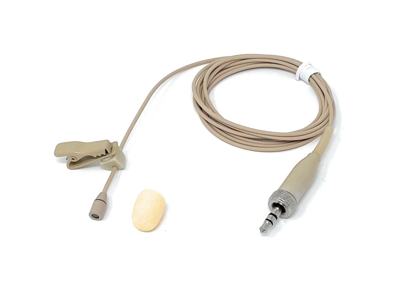 Beige Lavalier Lapel Mic w/ 3.5mm Screw Lock Stereo Plug for Sennheiser