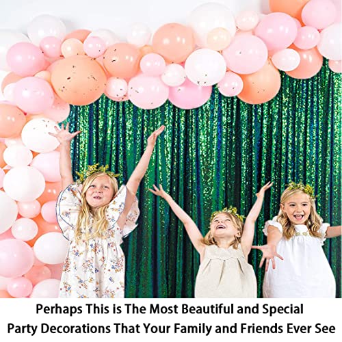 Iridescent Green Sequin Curtains 2 Panels 4x10ft Sequin Fabric Backdrop Multicolor Fabric Liner Christmas Backdrop for Happy Birthday Backdrop Background 10FT Backdrop Green Photography Background