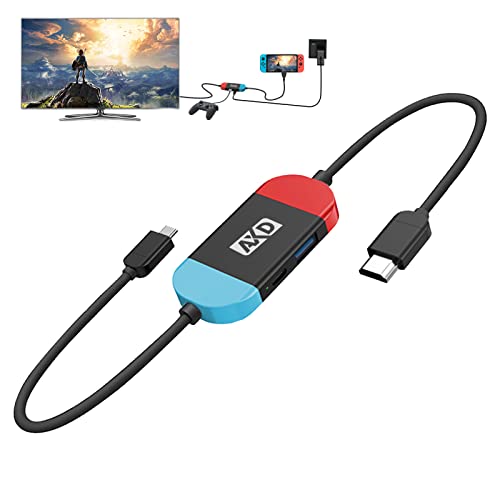 Mini Switch Dock for Nintendo,Portable TV Docking Station Replacement for Nintendo Switch Dock with HD and USB Port,Suitable for Travel Party-Neon Blue/Red