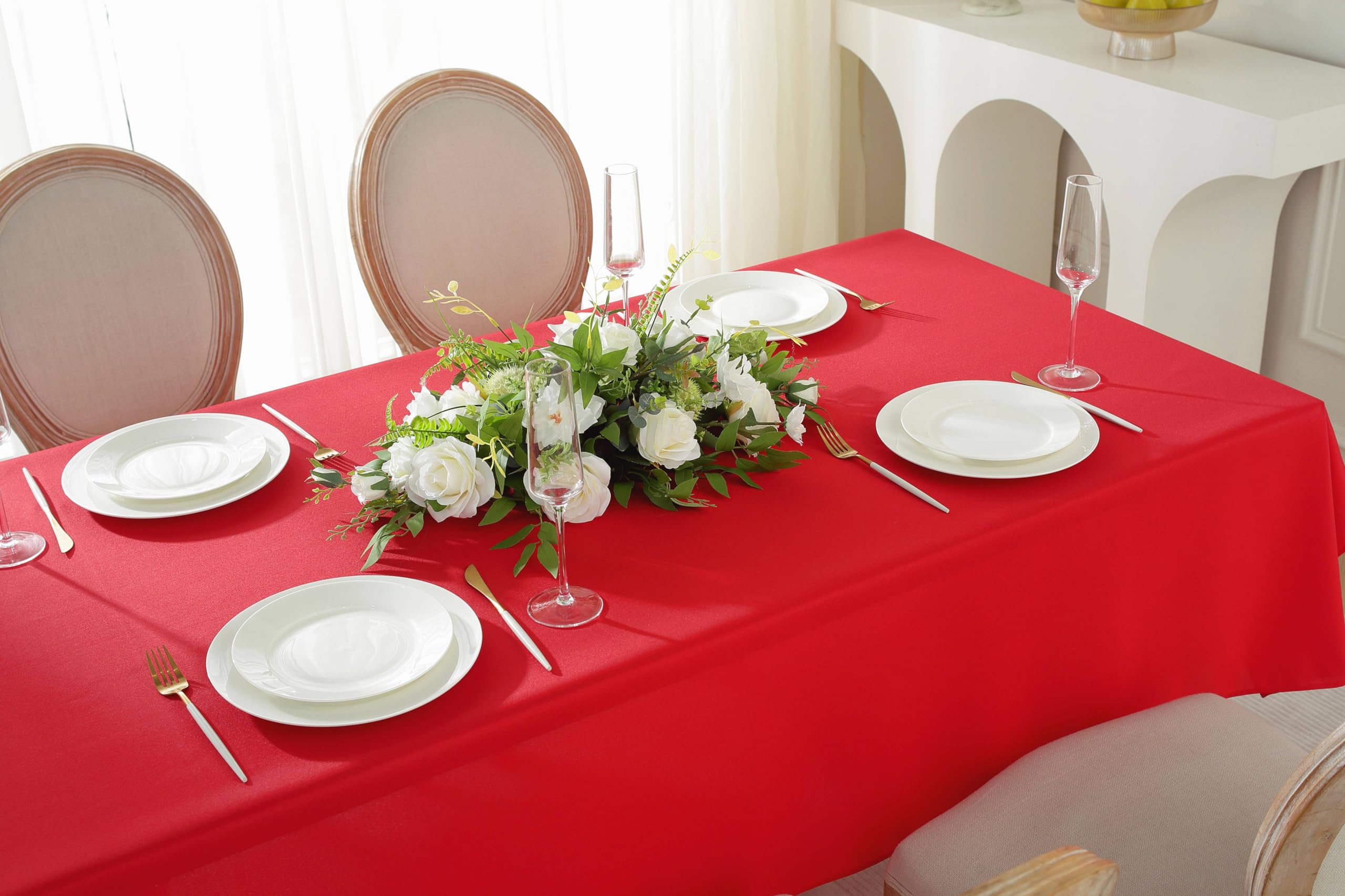 Craft And Party Rectangle Tablecloth, 60 x 102 Inch Red Tablecloth, 6ft Rectangle Table Cloth, Polyester Fabric Washable Tablecloth for Home, Party, Wedding or Restaurant Use.
