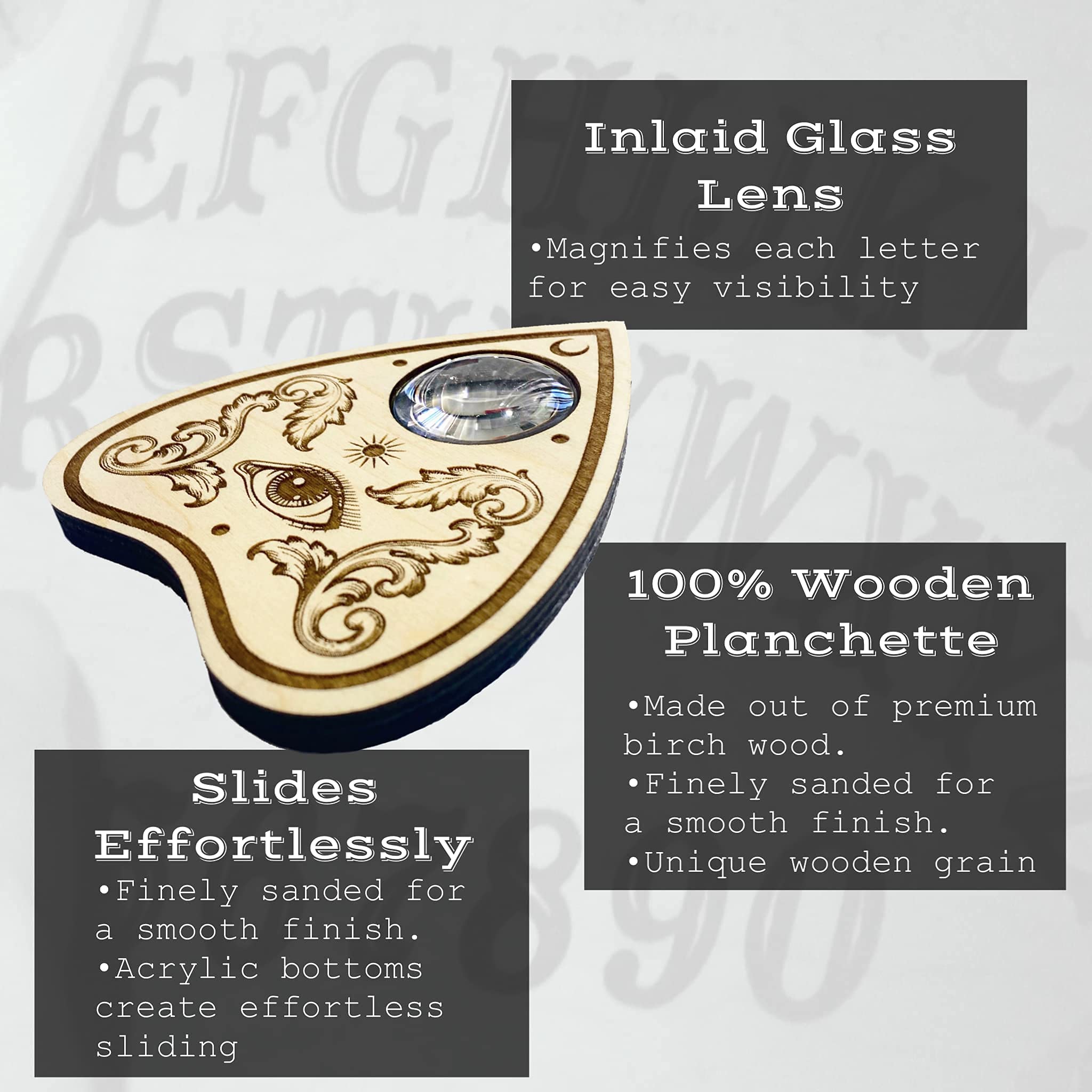 Planchette Only - Wooden Spirit Board - Spirit Board - Handmade Talking Spirit Board with Wooden Planchette - Handmade Wooden Premium Quality Talking Board (All Seeing Eye Planchette)