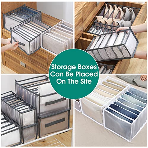 Large Capacity Clothes Organizer, 9Compartment Jeans Drawer Organizer - 2 Pack for Folding Clothes Wardrobe Drawer Storage Box Clothes Organizer for Shirts Pants