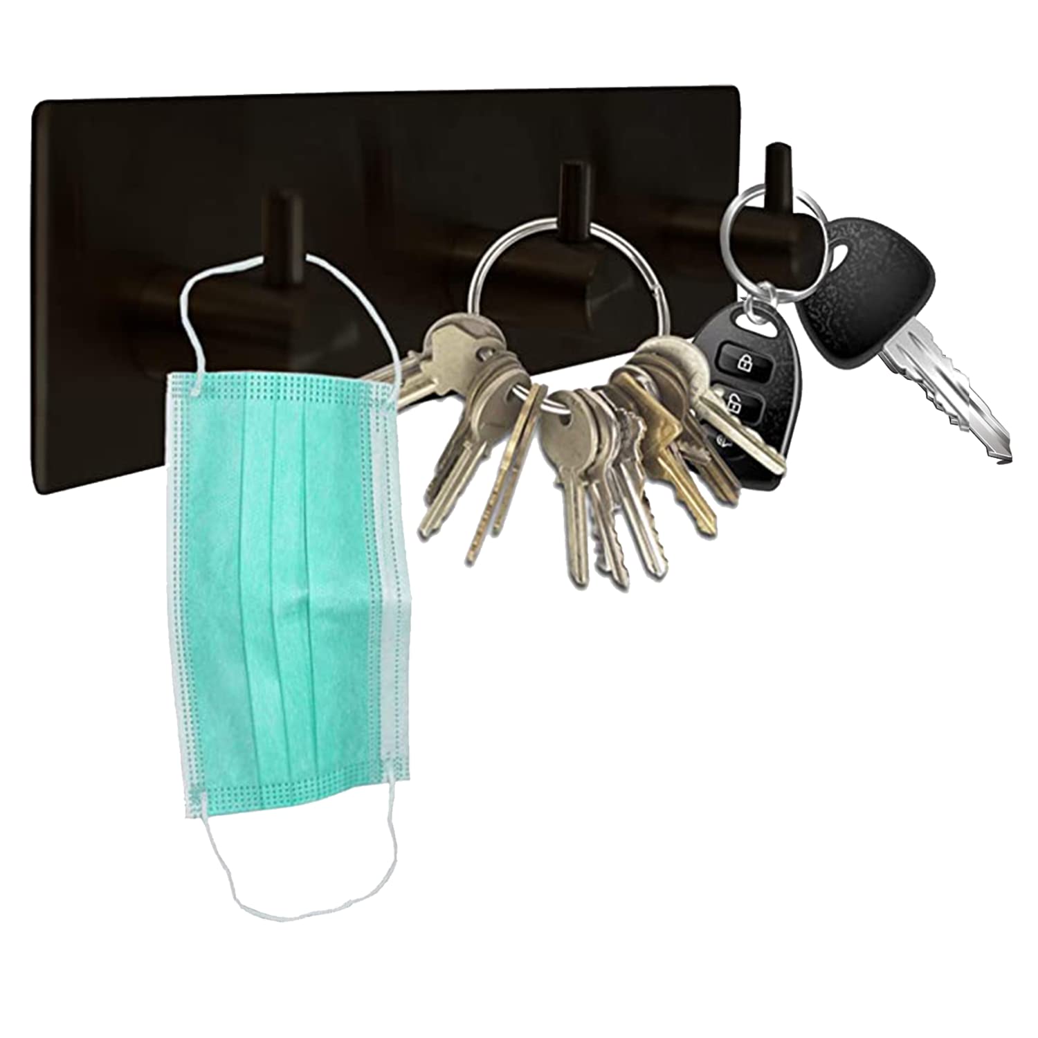 Key Hooks for Wall, Key Holder for Wall Decorative with 3 Key Hooks, Coat Hanger, Purse Hanger, Towel Hook, Easy Mount Key Hangers for Wall, Entryway, Bathroom, Living Room, Kitchen