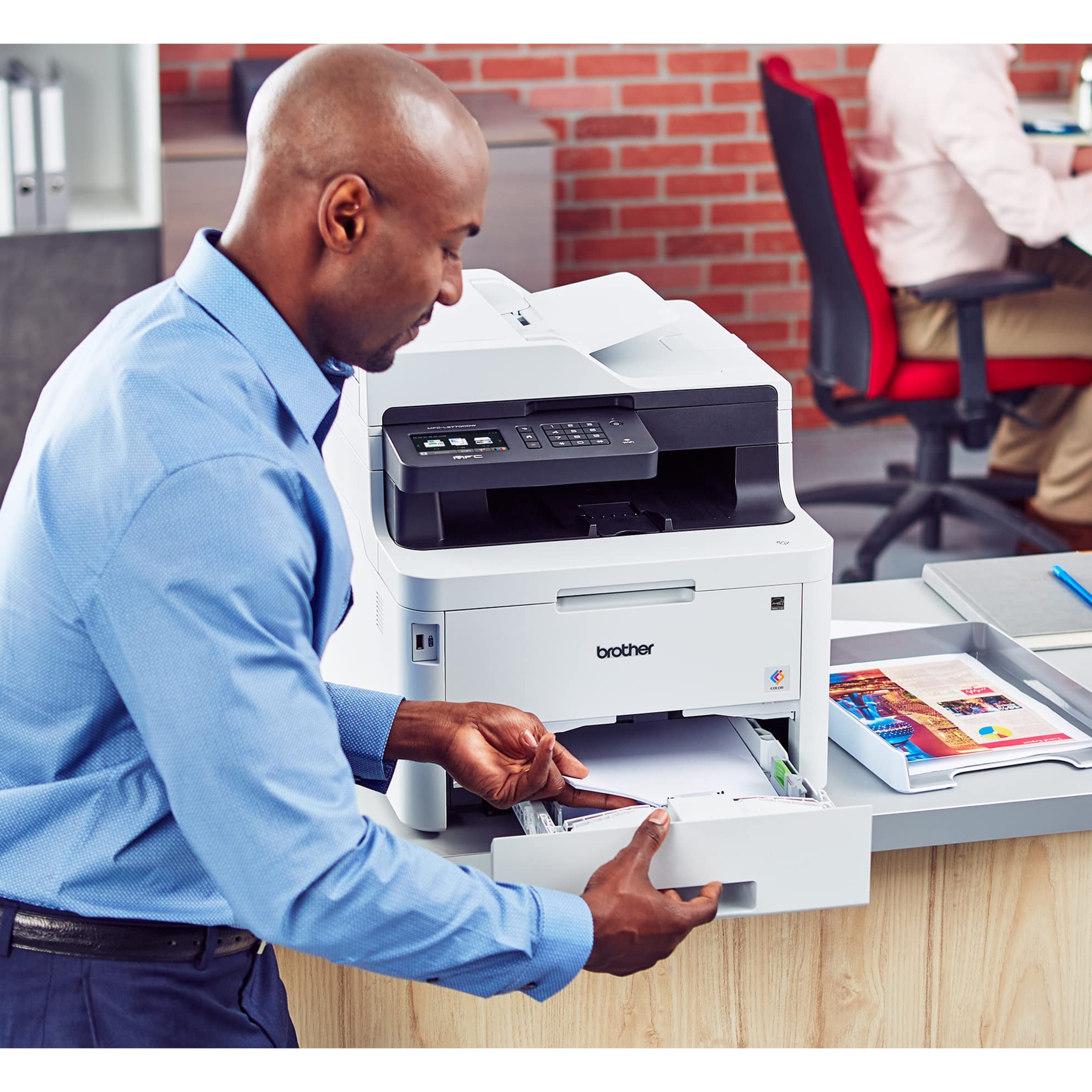 Brother Color MFC-L3770CDW Digital All-in-One Wireless Laser Printer, White - Print Copy Scan Fax - 3.7" Touch, 25 ppm, 2400 x 600 dpi, Auto Duplex Printing, 50-Sheet ADF, Ethernet, NFC, Tillsiy Cable