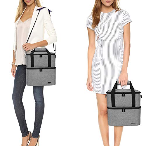 Luxja Breast Pump Bag with 2 Insulated Compartments for Breast Pump and Cooler Bag, Pumping Bag for Working Mothers (Fits Most Major Breast Pump), Gray