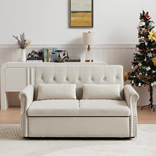 FULife Sleeper Sofa Chair Bed,Convertible Futon Loveseat Sofá Chair 3-in-1,Adjustable Pullout Chaise Lounge Couch Bed 2 Seaters with Adjustable Back for Living Room Apartment Small Space