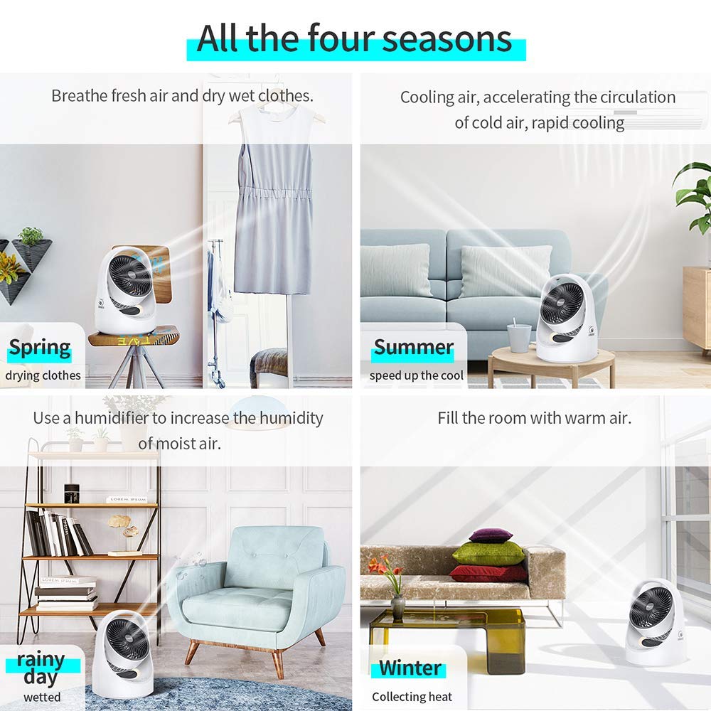NewGod Rechargeable Air Circulator Fan Small Oscillating Desk Fan with LED Light 4 Wind Speeds USB Powered Cordless Quiet Table Fans for Bedroom Office Home(4400mAh) White1